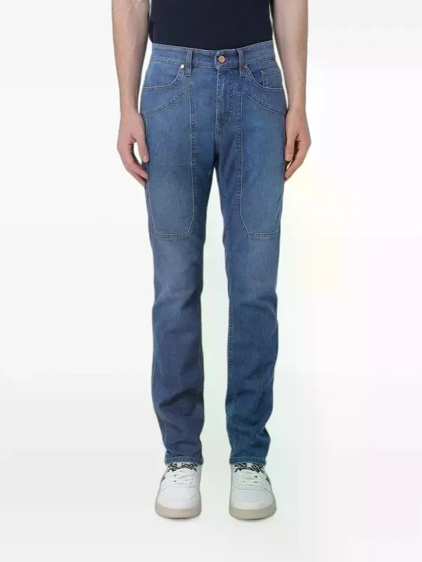 JECKERSON Slim-fit Patch-detail Jeans - Blue