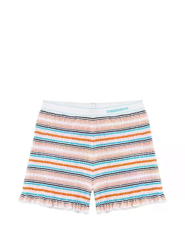 Casablanca Horizontal Stripe Shirred Effect Shorts - White