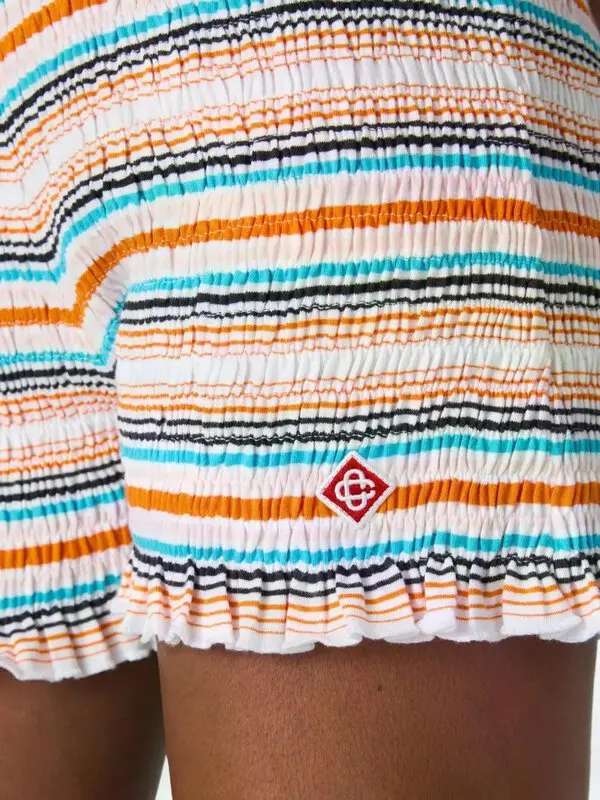 Casablanca Horizontal Stripe Shirred Effect Shorts - White