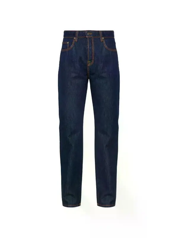 Versace Contrast-stitch Tapered Jeans - Blue