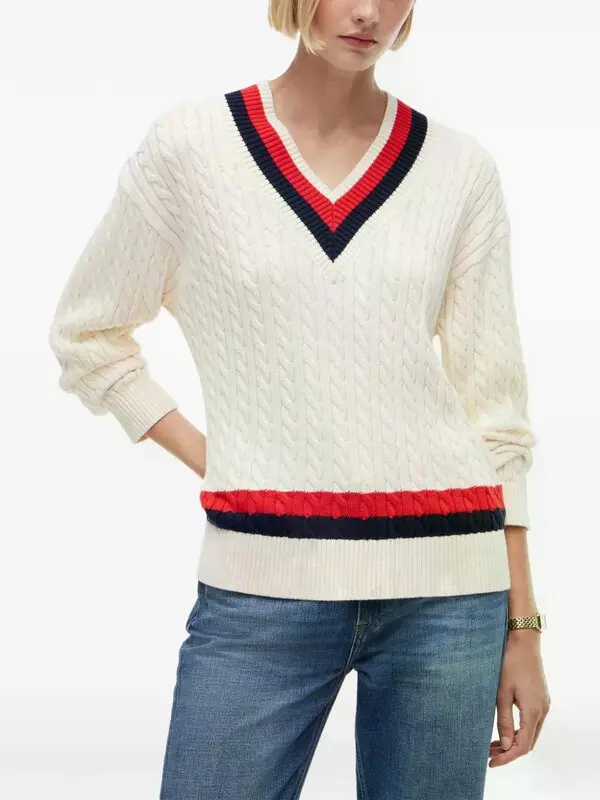 Tommy Hilfiger Cable-knit Striped-trim Sweater