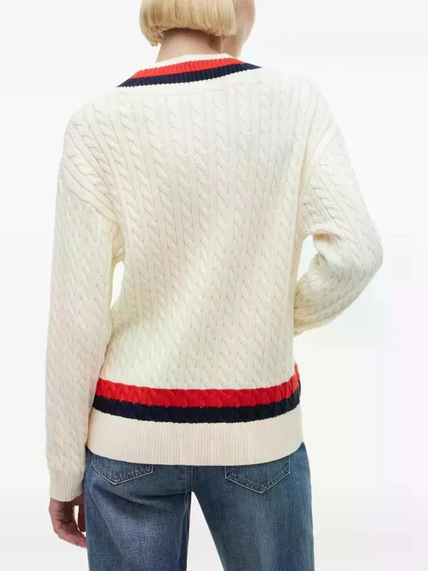 Tommy Hilfiger Cable-knit Striped-trim Sweater