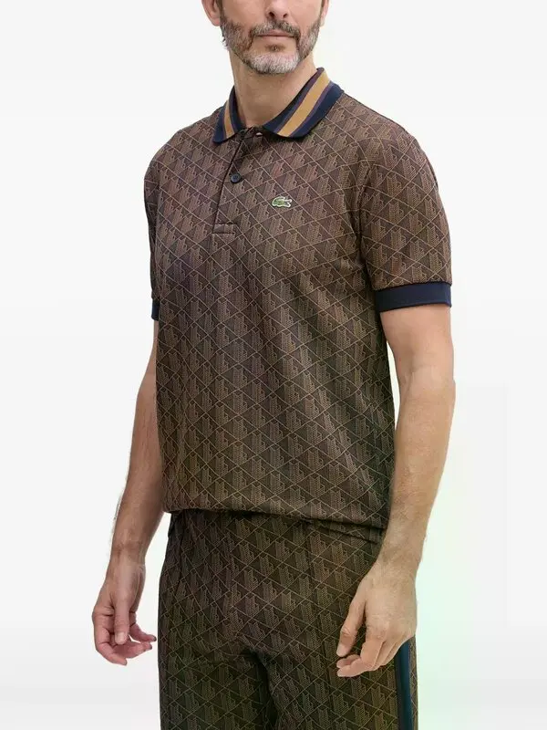 Lacoste Monogram-print Short-sleeve Polo Shirt