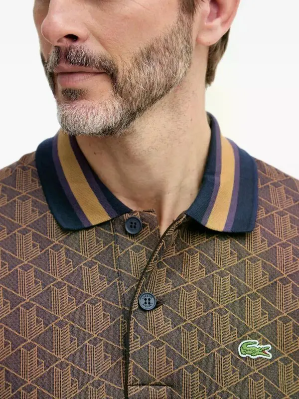 Lacoste Monogram-print Short-sleeve Polo Shirt