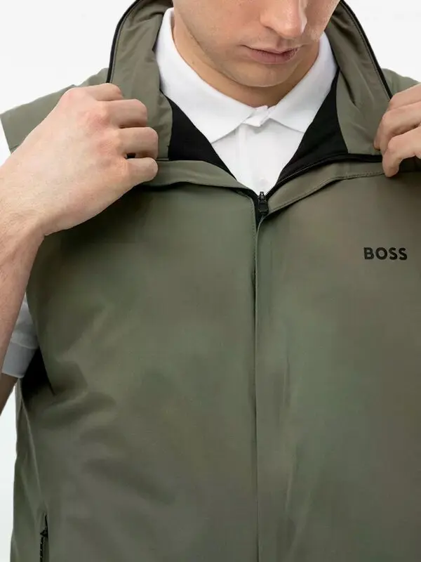 BOSS Logo Print High Neck Sleeveless Gilet