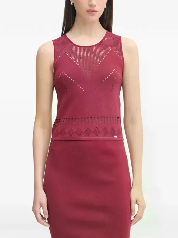 GAUDI Pointelle-knit Keyhole-back Top