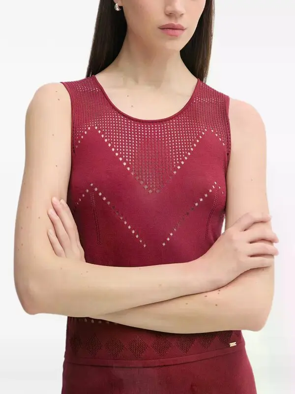 GAUDI Pointelle-knit Keyhole-back Top