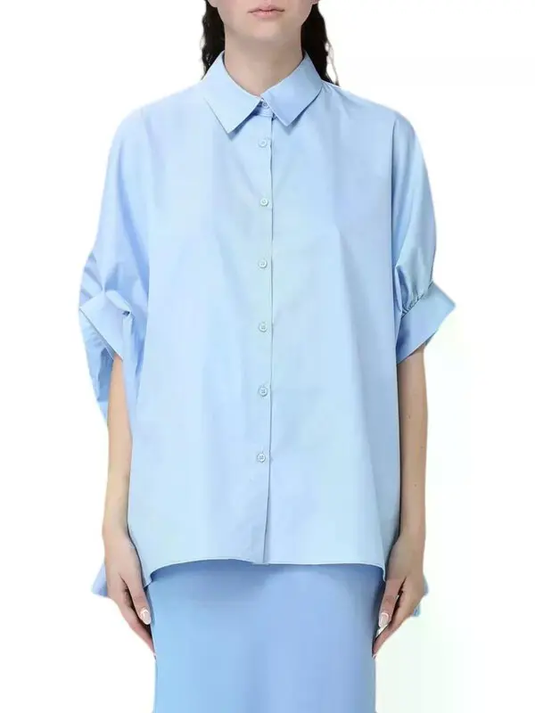 HANITA Gathered Short-sleeve Shirt - Blue