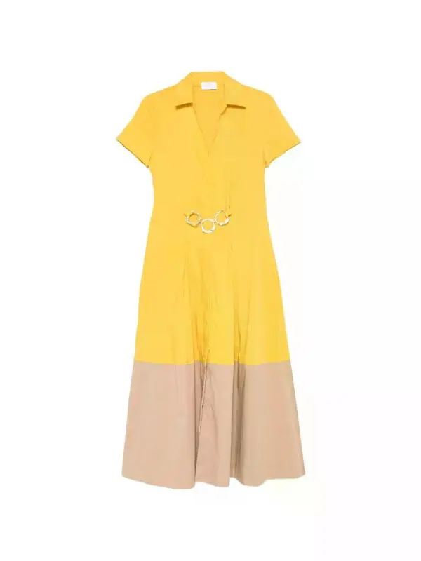 CLIPS Belted Colour-block Midi Dress