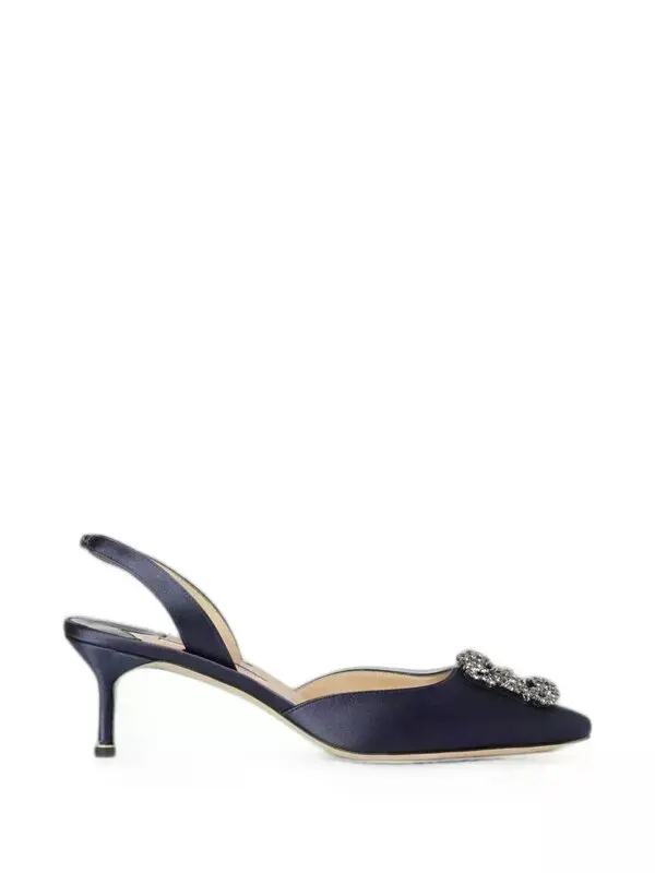 Manolo Blahnik Hangisli Crystal-buckle Slingback Pumps - Blue