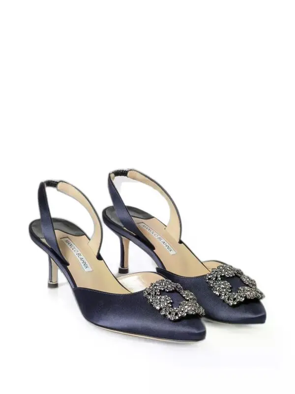 Manolo Blahnik Hangisli Crystal-buckle Slingback Pumps