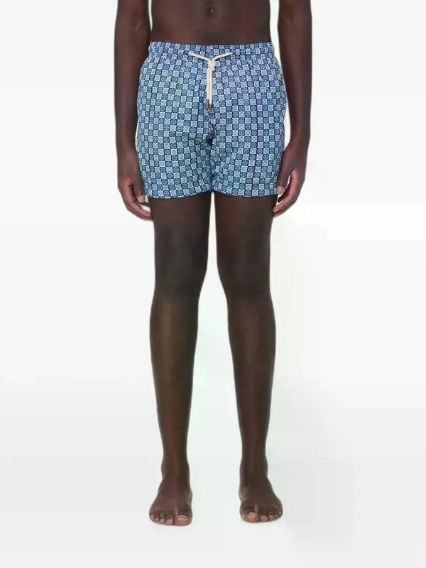 PENINSULA SWIMWEAR Gaiola Island Geometric-print Swim Shorts - Blue