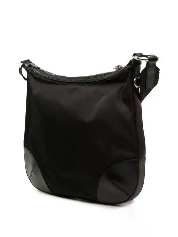 Prada Tessuto Leather Trimmed Zip Top Crossbody Bag