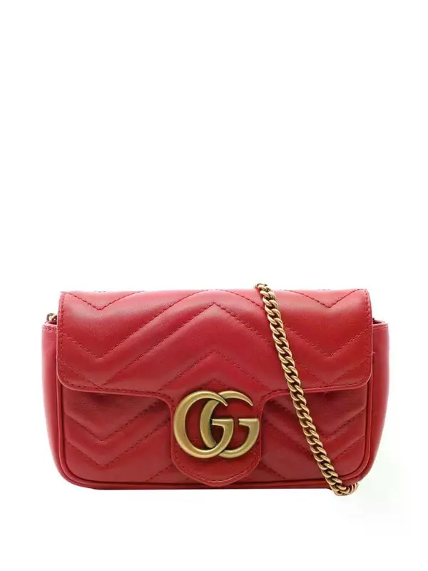 Gucci Marmont Matelassé Leather Mini Flap Crossbody Bag - Red