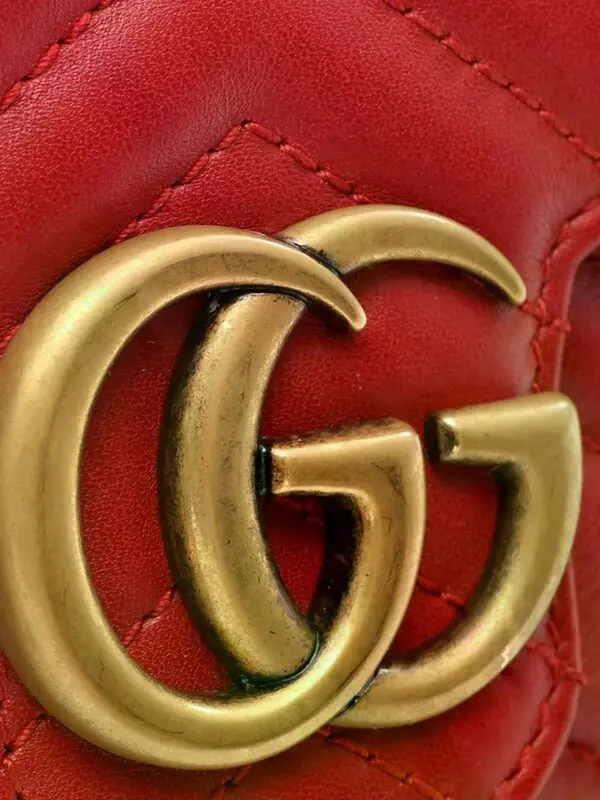Gucci Marmont Matelassé Leather Mini Flap Crossbody Bag - Red