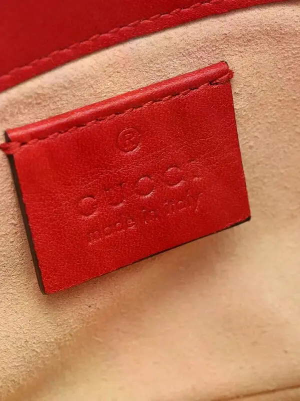Gucci Marmont Matelassé Leather Mini Flap Crossbody Bag - Red