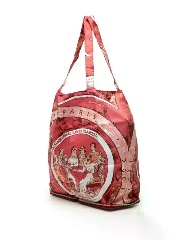 Hermès Silk 'jeu Des Omnibus Et Dames Blanches' Pop Tote Bag