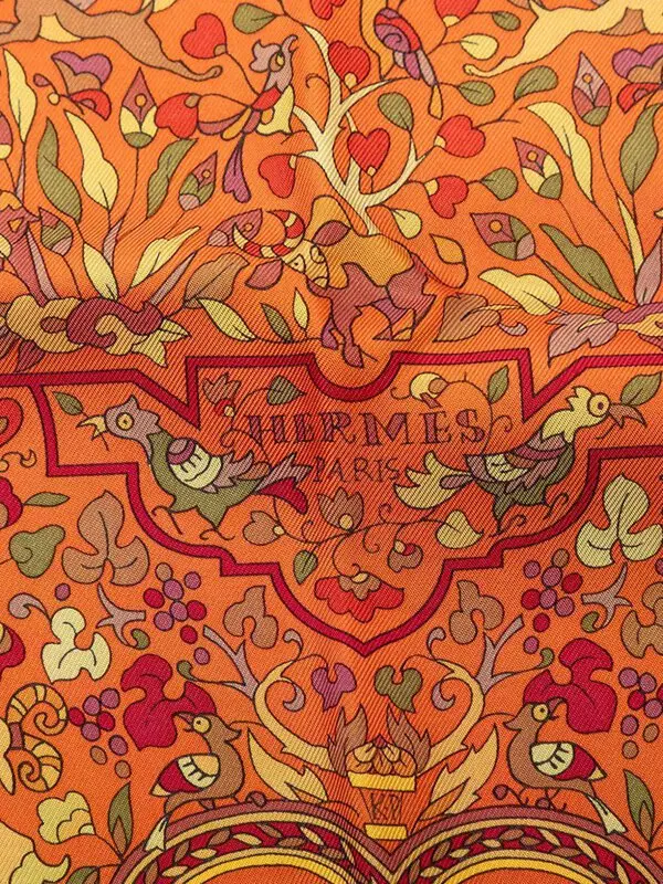 Hermès 2000-2026 Les Jardins D Armenie Silk Scarf 90 Scarves - Orange