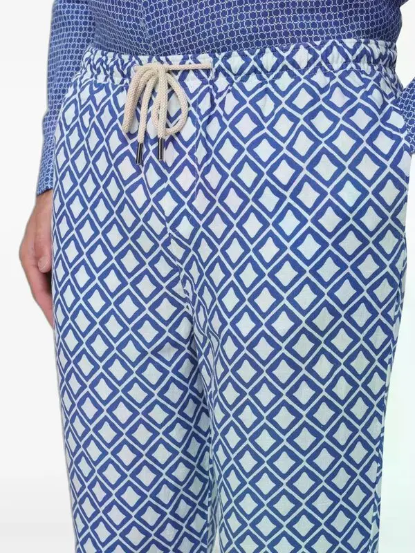 PENINSULA SWIMWEAR Geometric Print Linen Trousers