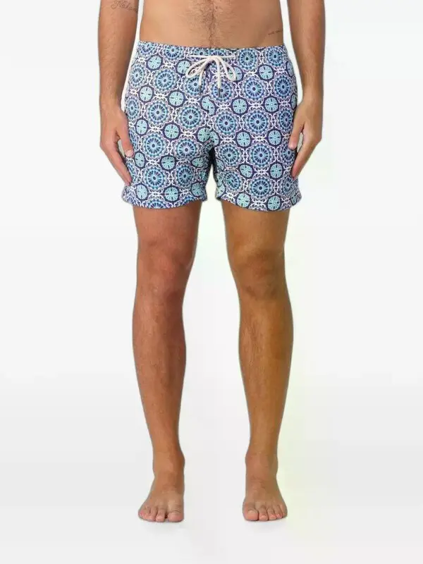 PENINSULA SWIMWEAR Taormina Geometric-print Swim Shorts - Blue
