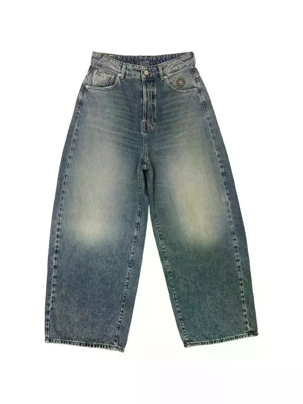 HTC LOS ANGELES Embellished Baggy Wide-leg Jeans - Blue
