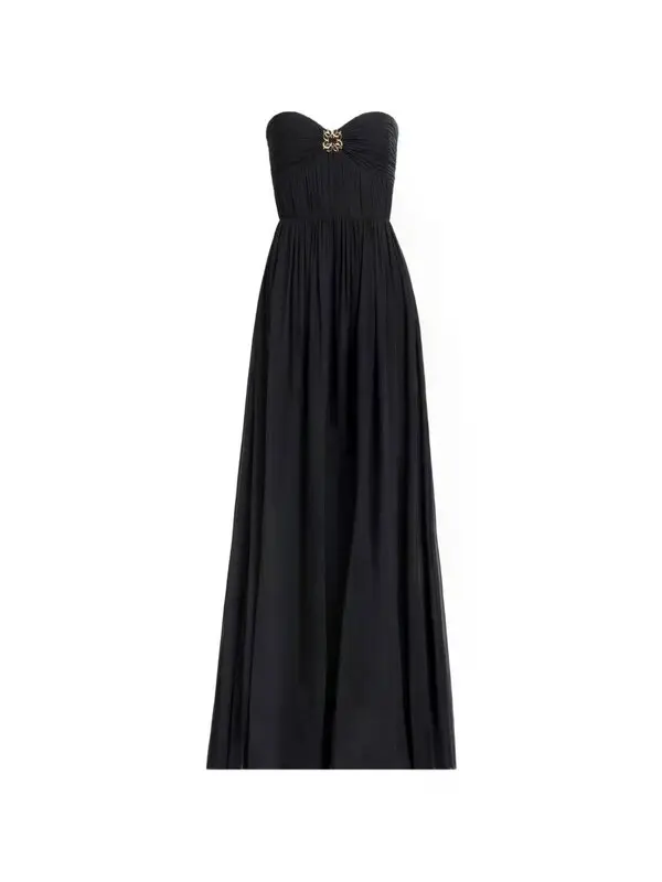 Elie Saab Strapless Ruched Maxi Dress - Blue
