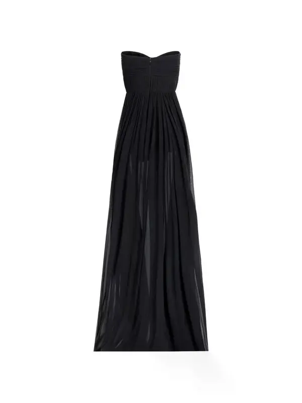 Elie Saab Strapless Ruched Maxi Dress