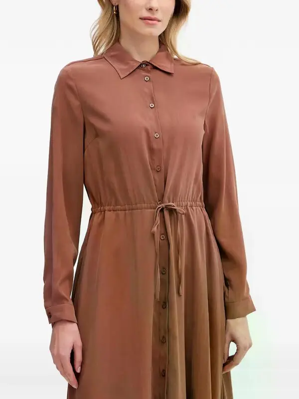 GAUDI Drawstring Waist Long Sleeve Maxi Shirt Dress