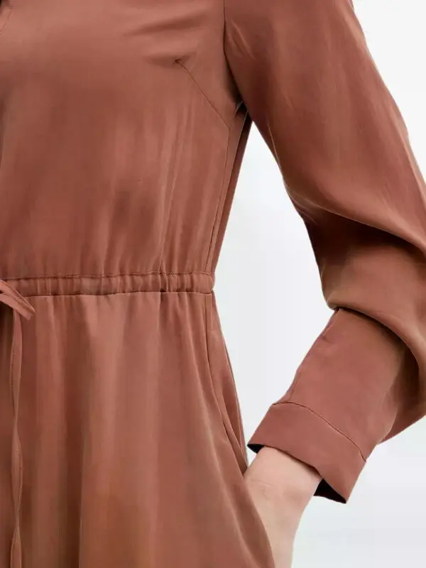 GAUDI Drawstring Waist Long Sleeve Maxi Shirt Dress