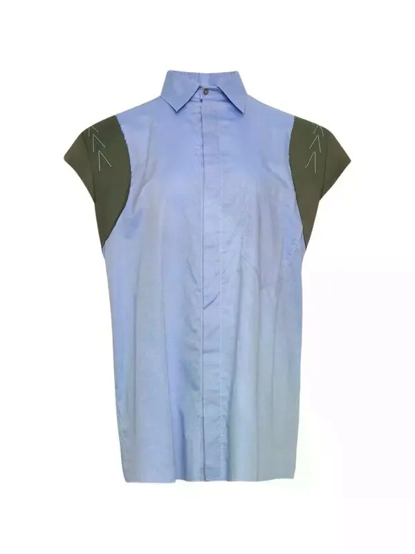 SONIA CARRASCO Contrast-panel Raw-edge Shirt - Blue