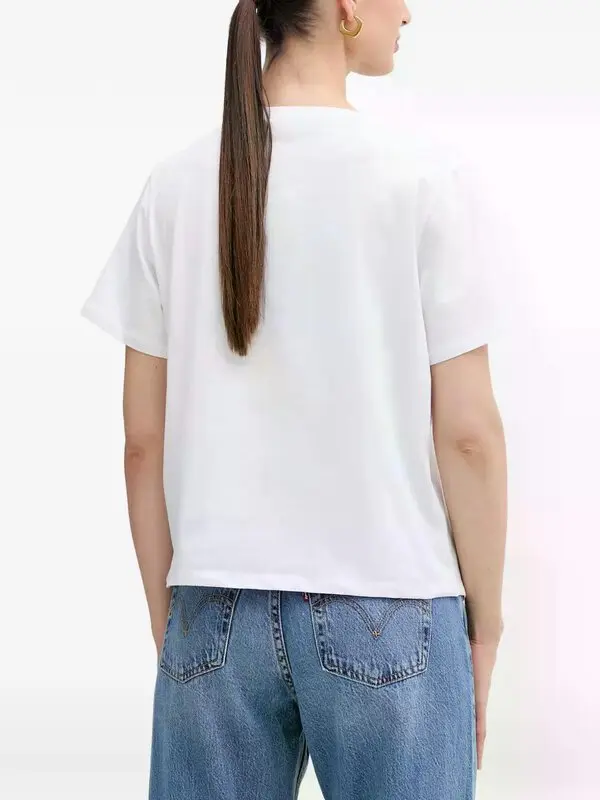 GAUDI Logo Embellished Knot Detail V-neck T-shirt - White