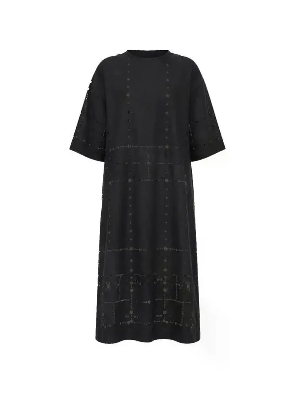 ANTIPAST Broderie Anglaise Shift Midi Dress - Black