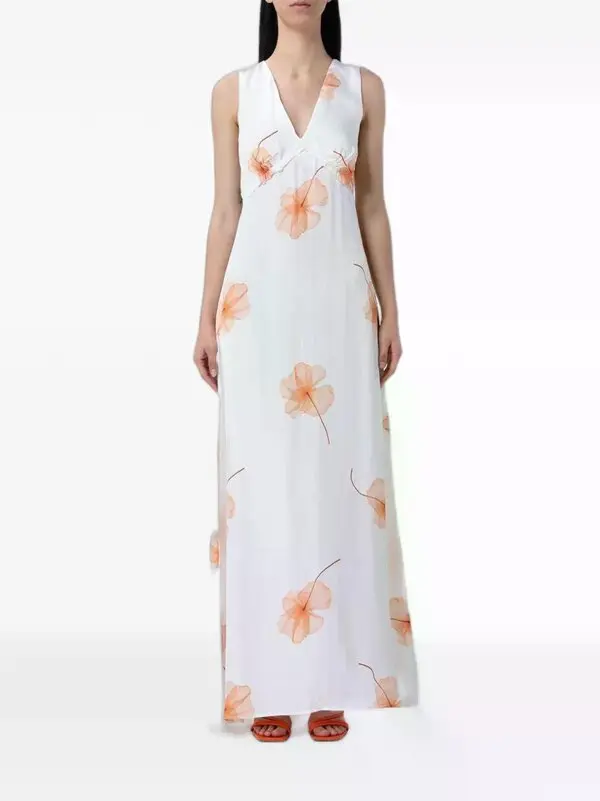 MAR DE MARGARITAS Sleeveless V-neck Maxi Dress - White
