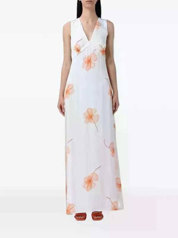 MAR DE MARGARITAS Sleeveless V-neck Maxi Dress - White