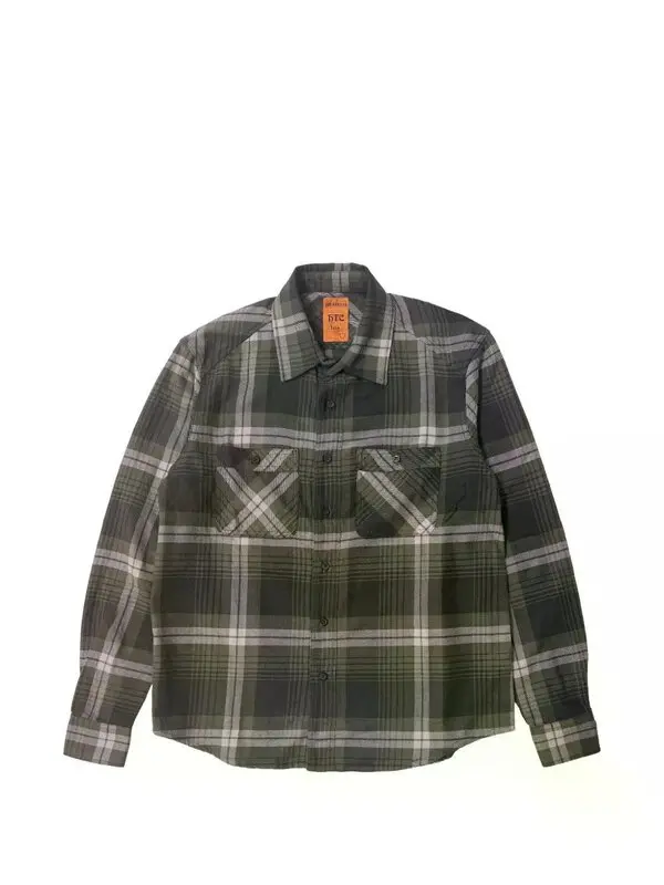 HTC LOS ANGELES Check-pattern Logo-print Shirt - Green