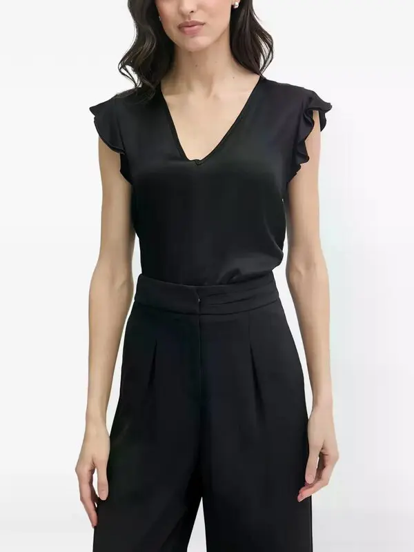 GAUDI Ruffle-sleeve V-neck Top