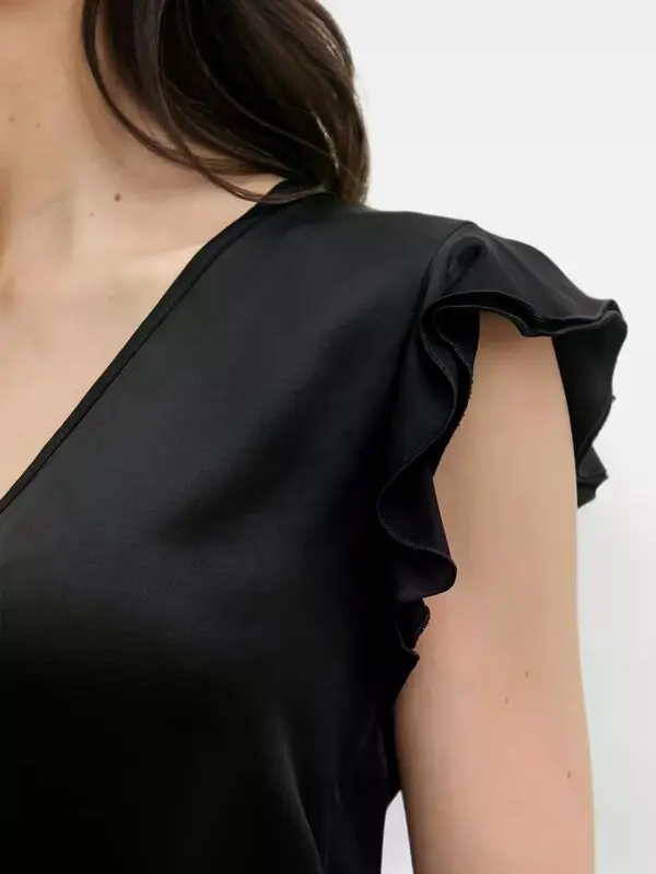 GAUDI Ruffle-sleeve V-neck Top