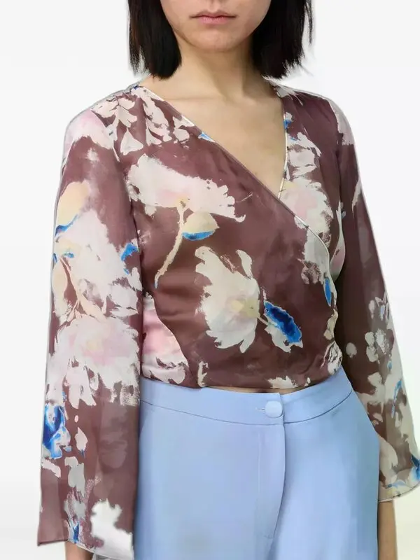 HANITA Floral-print Wrap Blouse