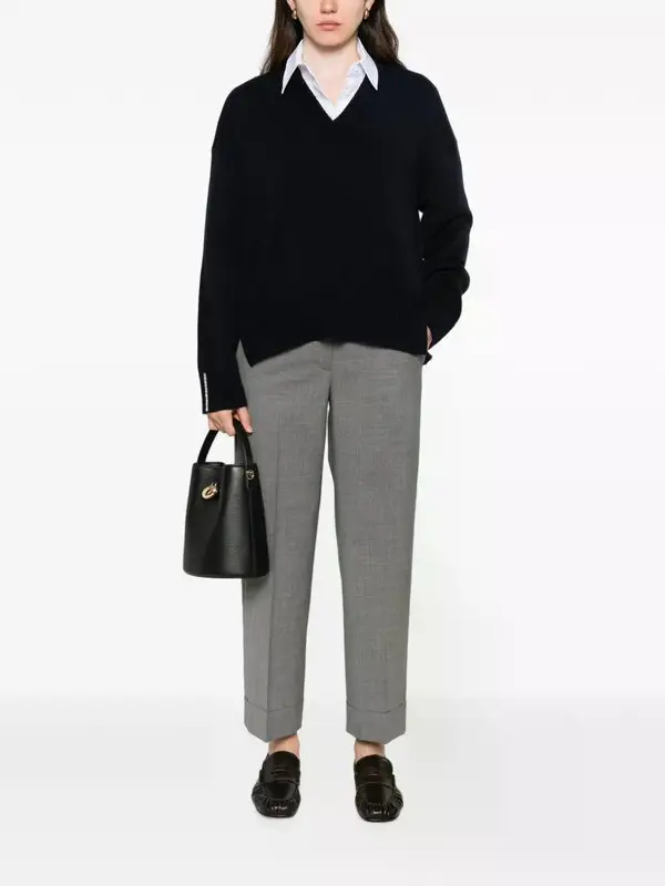 Peserico Ribbed V-neck Jumper - Blue