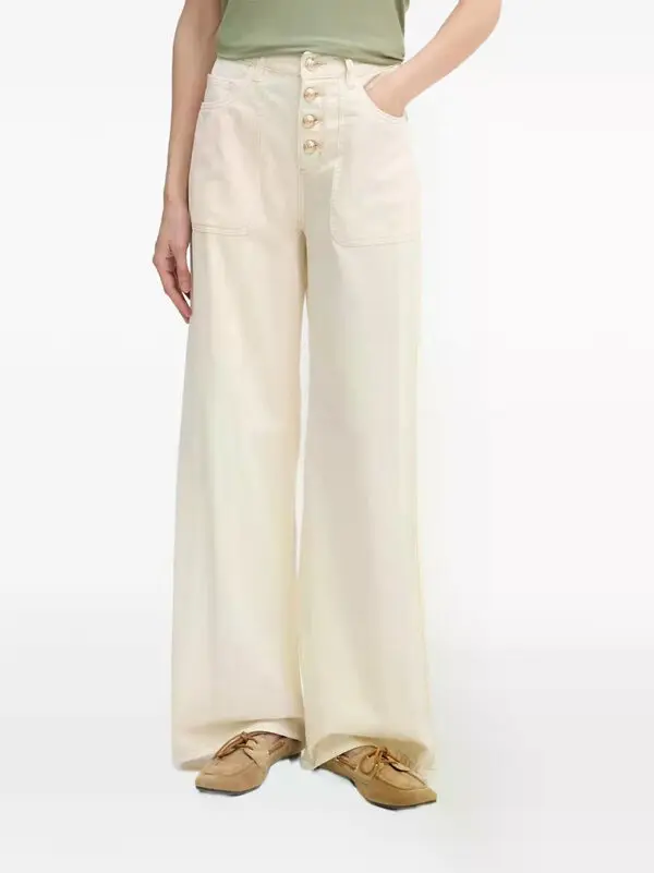GAUDI Cream White Wide-leg Jeans