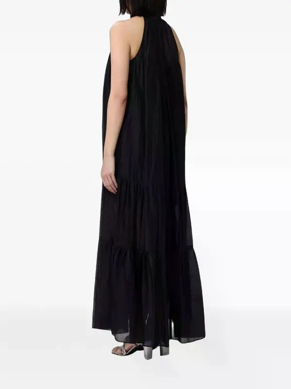 HANITA Tiered Floral Appliqué Maxi Dress