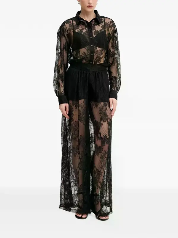 Bardot Hildie Lace-panelled Wide-leg Trousers