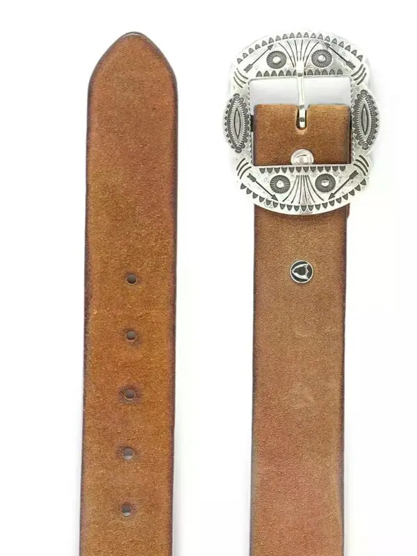 HTC LOS ANGELES Belasco Engraved Buckle Suede Belt
