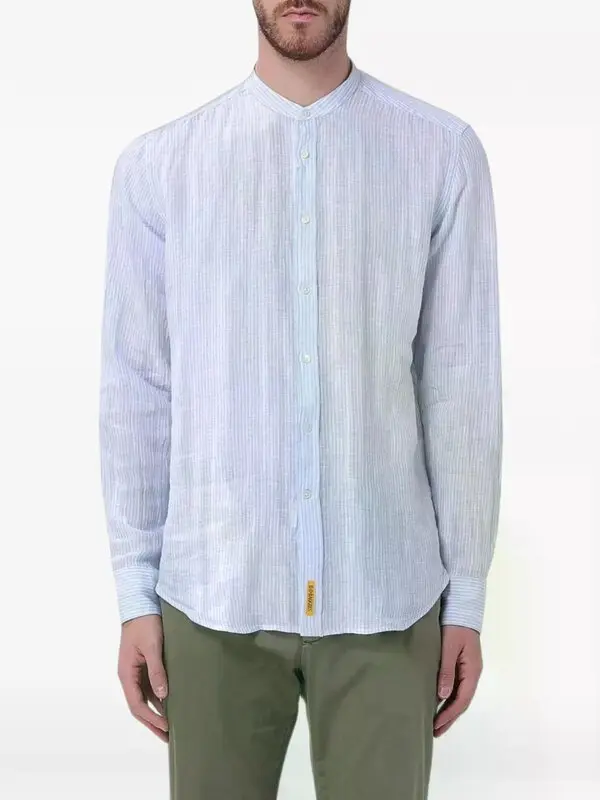B.D.BAGGIES Striped Grandad-collar Shirt
