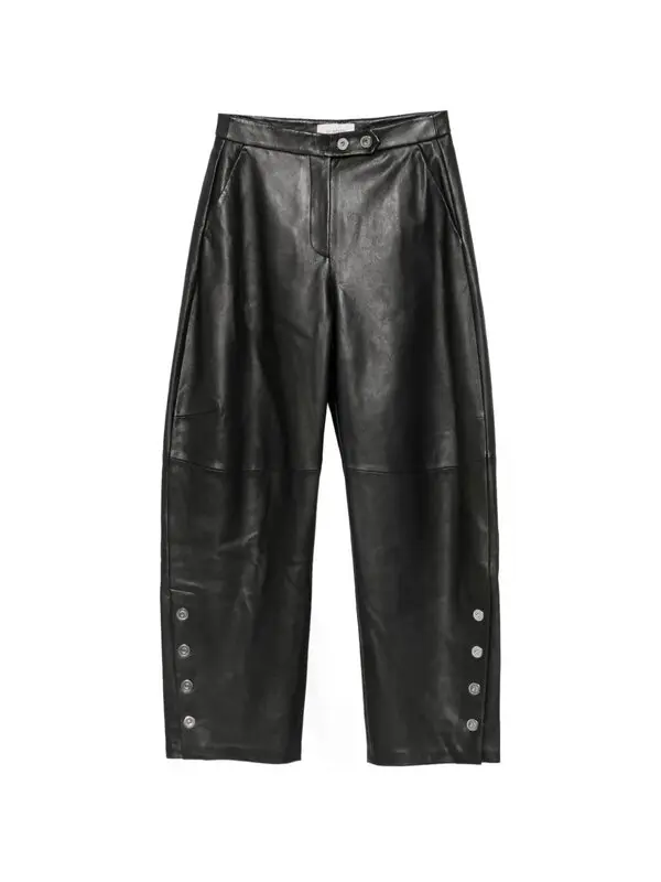 Sportmax Leather Wide Leg Button-detailed Trousers