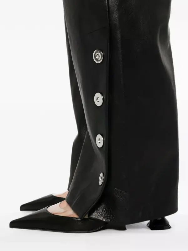 Sportmax Leather Wide Leg Button-detailed Trousers