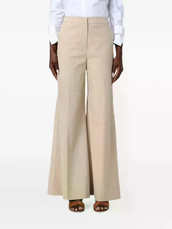 HANITA Pressed Crease Wide-leg Trousers - Neutrals