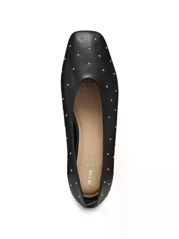 Geox Marsilea Stud-embellished Leather Ballet Flats - Black