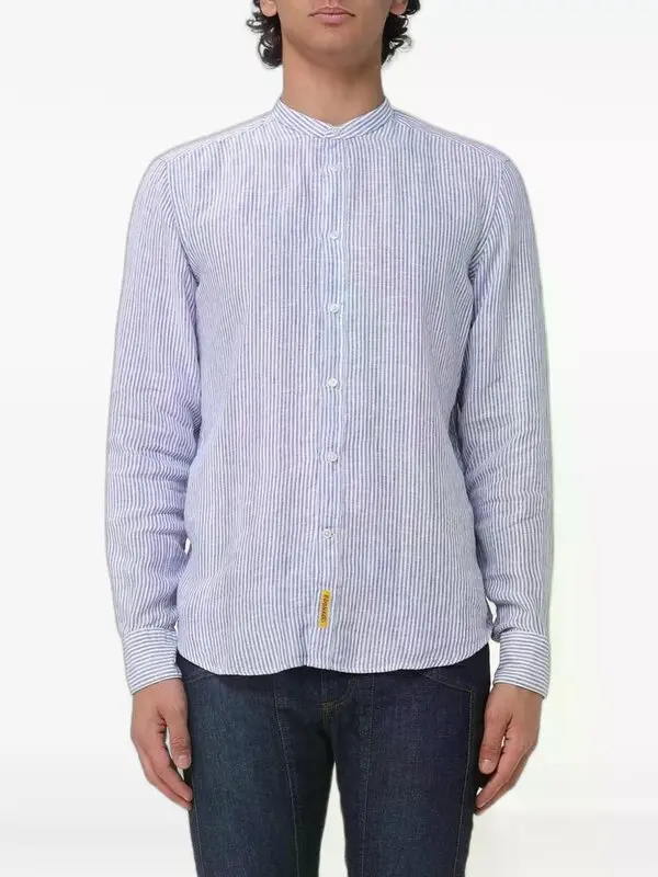 B.D.BAGGIES Striped Band-collar Shirt