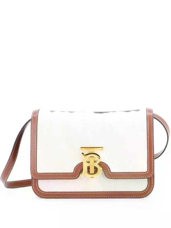 Burberry Tb Flap Canvas Small Shoulder Bag - Brown